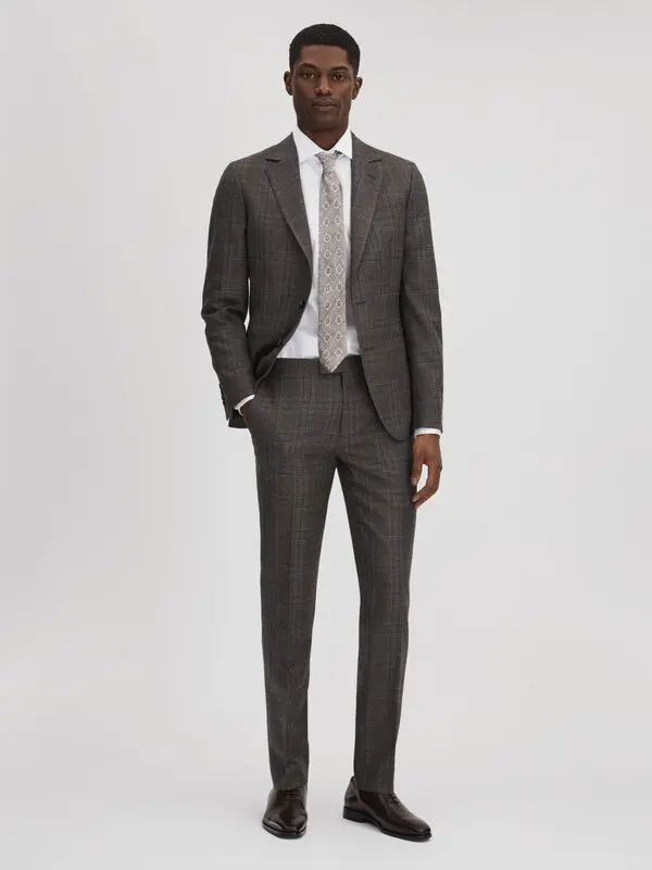 REISS Fantasy Slim Fit Wool Single Breasted Check Blazer