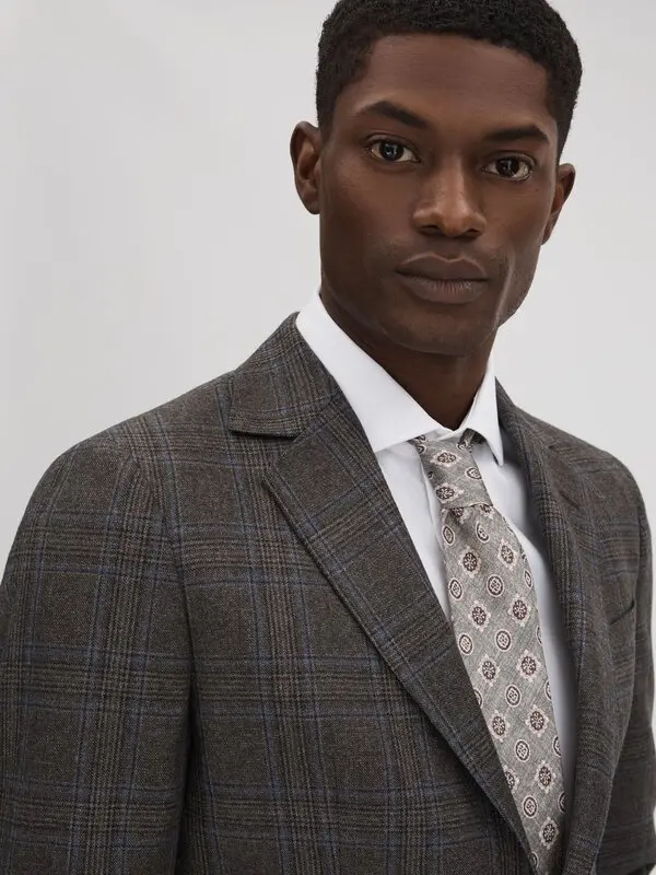 REISS Fantasy Slim Fit Wool Single Breasted Check Blazer