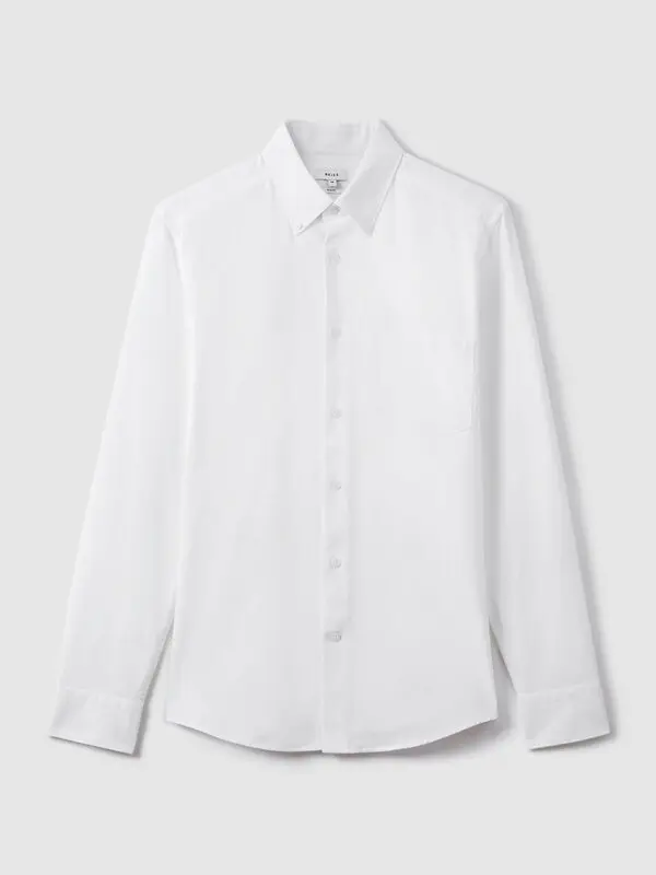 REISS Greenwich Soft Wash Button Down Oxford Shirt - White
