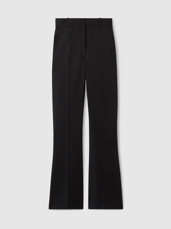 REISS Haisley Wool-blend Flared Trousers - Black