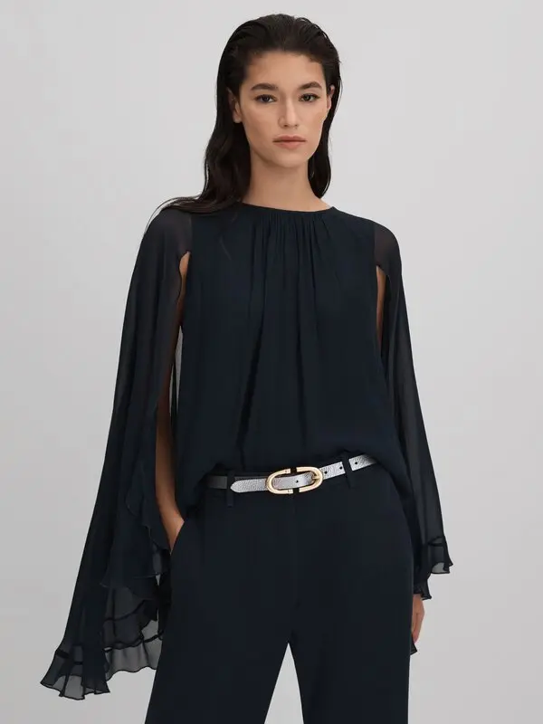 REISS Francesca Cape-style Top - Navy