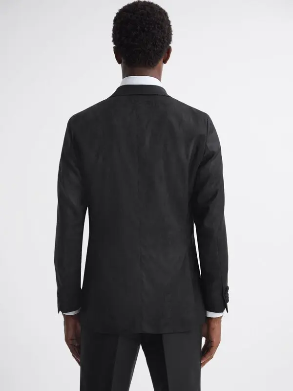 OSCAR JACOBSON Floral Jacquard Double Breasted Blazer