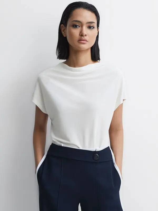REISS Poppy High Neck Jersey Top