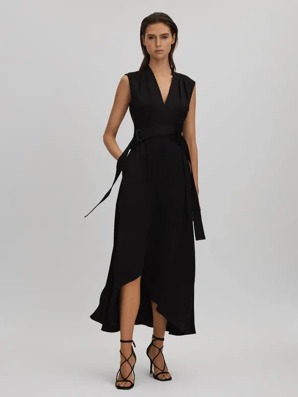 REISS Raya Asymmetric Midi Dress