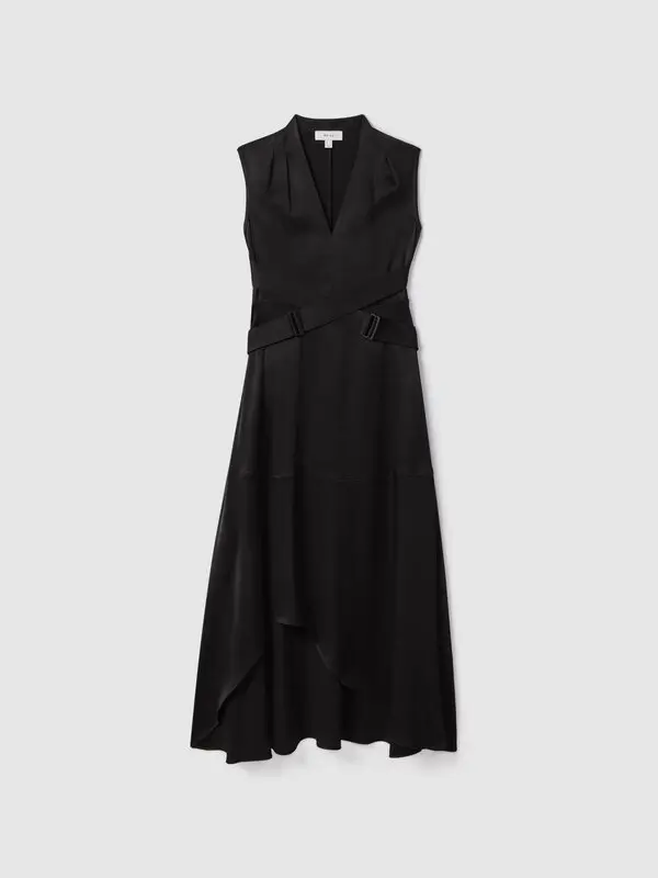 REISS Raya Asymmetric Midi Dress