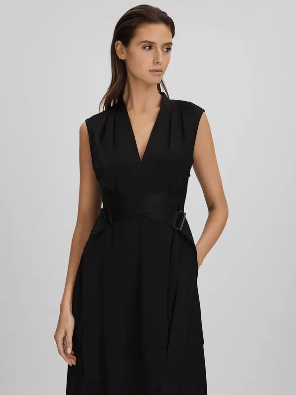 REISS Raya Asymmetric Midi Dress