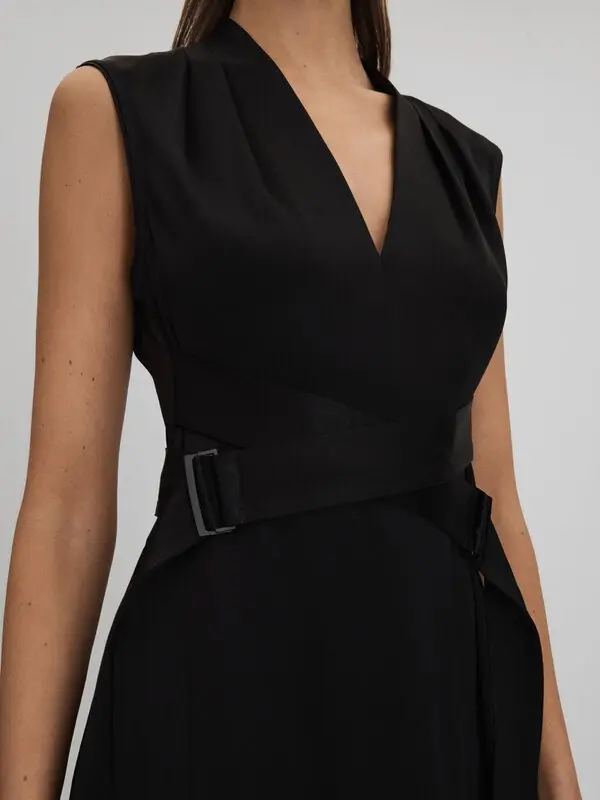 REISS Raya Asymmetric Midi Dress