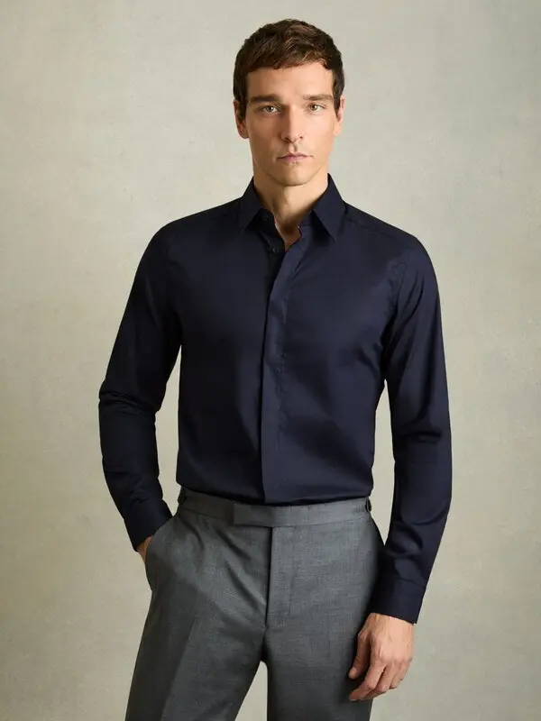 REISS Kiana Slim Fit Cotton Blend Shirt