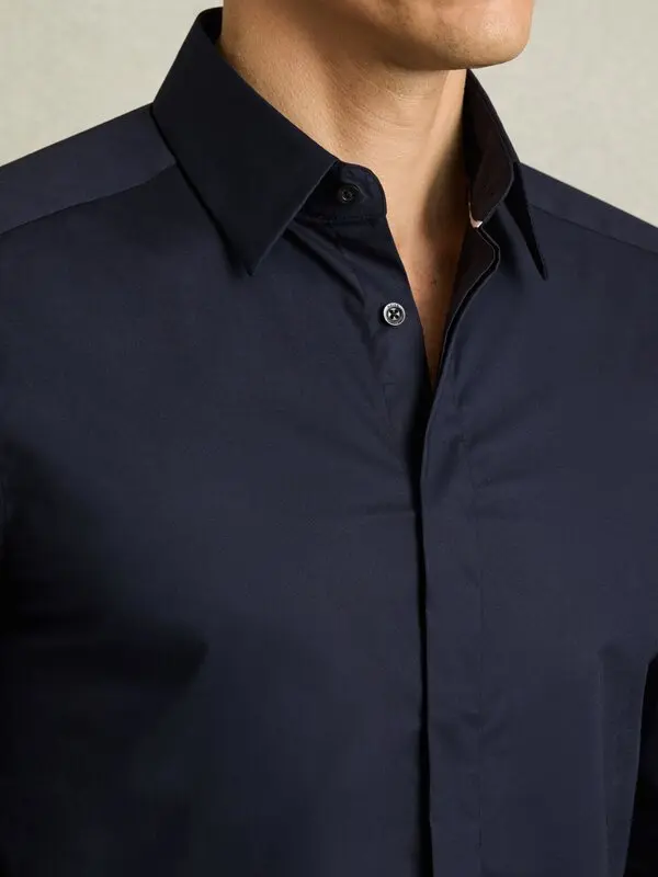 REISS Kiana Slim Fit Cotton Blend Shirt
