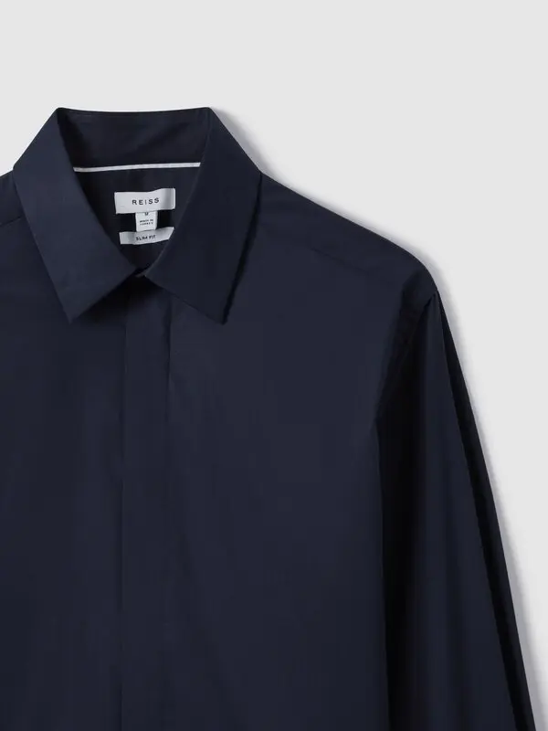 REISS Kiana Slim Fit Cotton Blend Shirt