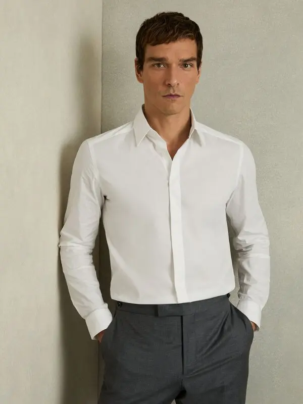 REISS Kiana Slim Fit Cotton Blend Shirt