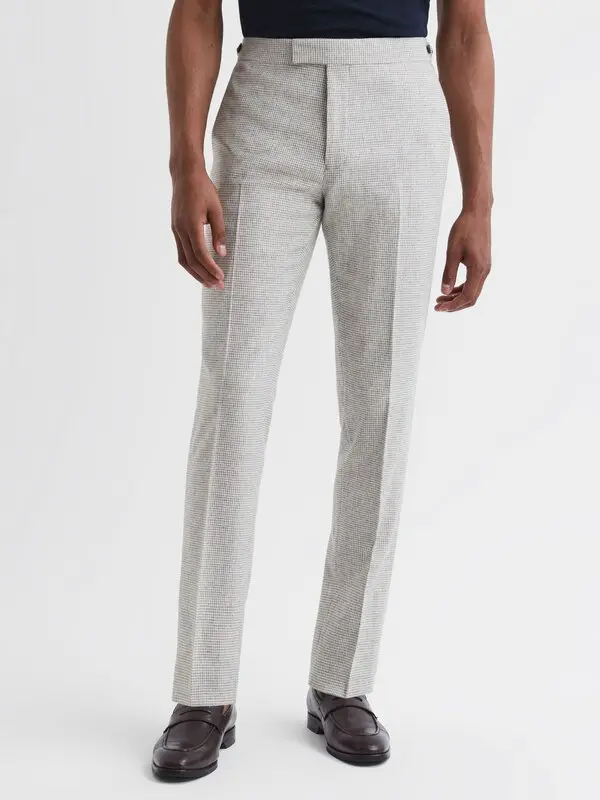 REISS Flock Puppytooth Slim Fit Trousers