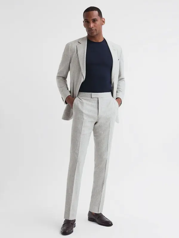 REISS Flock Puppytooth Slim Fit Trousers