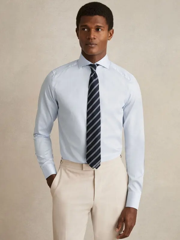 REISS Storm Slim Fit Two-fold Cotton Shirt