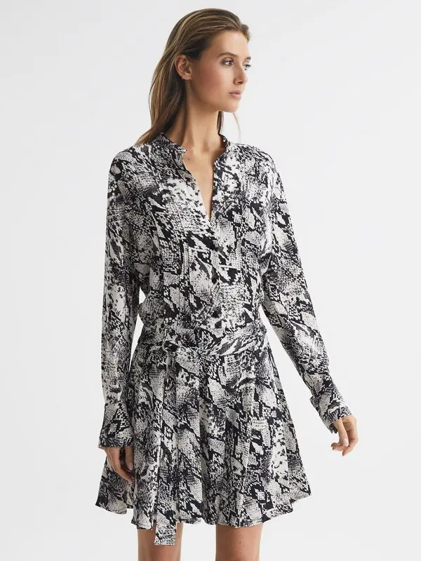 REISS Scarlett Animal Print Mini Dress