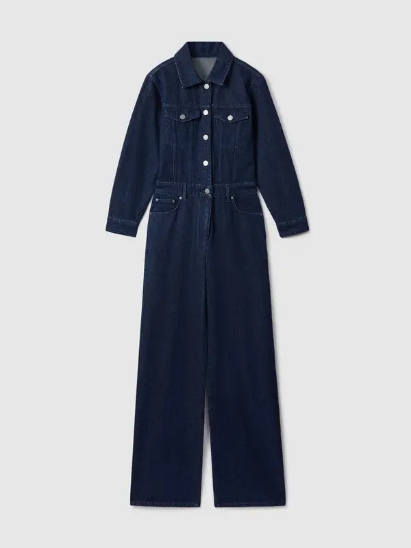 REISS Frankie Relaxed Denim Jumpsuit