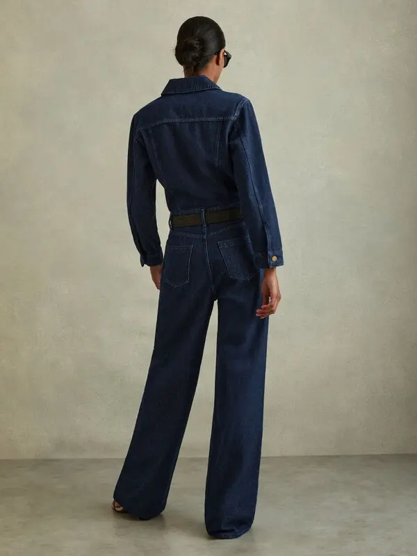 REISS Frankie Relaxed Denim Jumpsuit