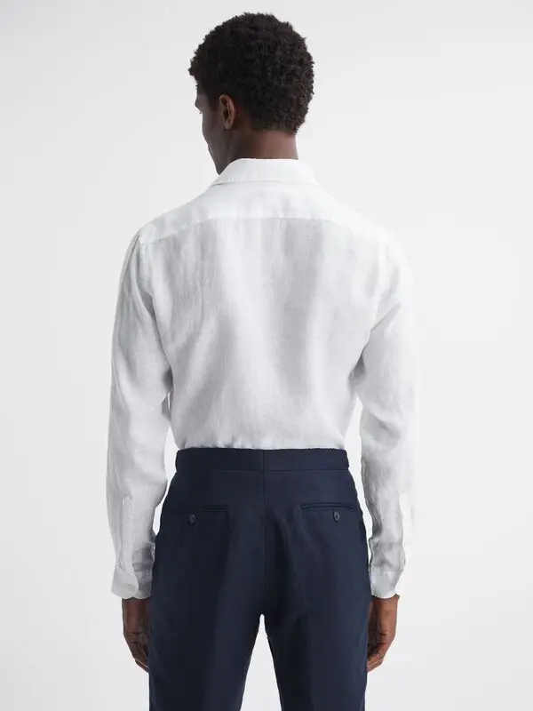 REISS Rex Linen Cutaway Collar Shirt