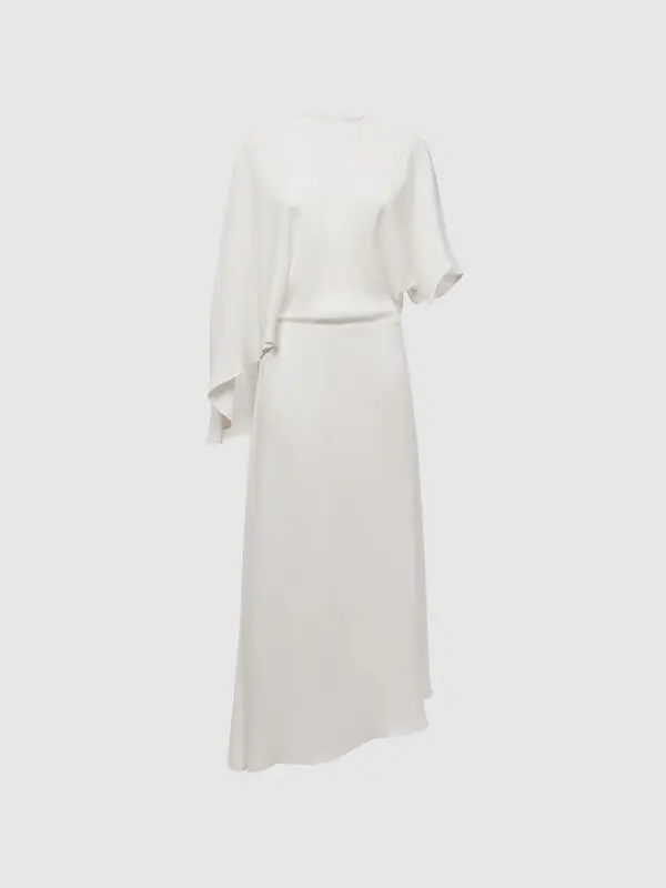REISS Naomi Cape Sleeve Asymmetric Maxi Dress