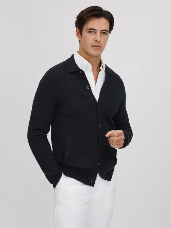 REISS Kiedler Ribbed Wool Cardigan