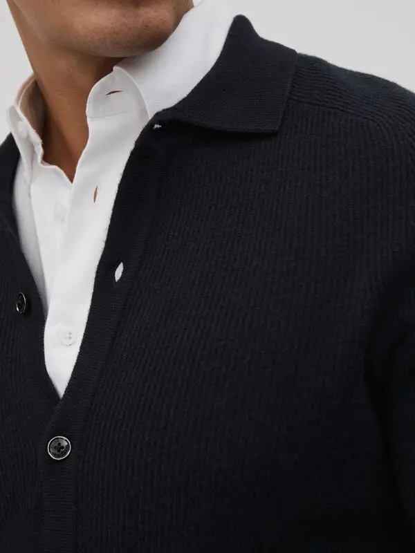 REISS Kiedler Ribbed Wool Cardigan