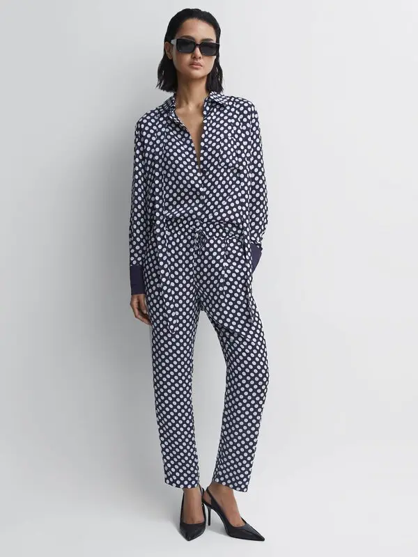 REISS Ezra Polka Dot Tapered Trousers