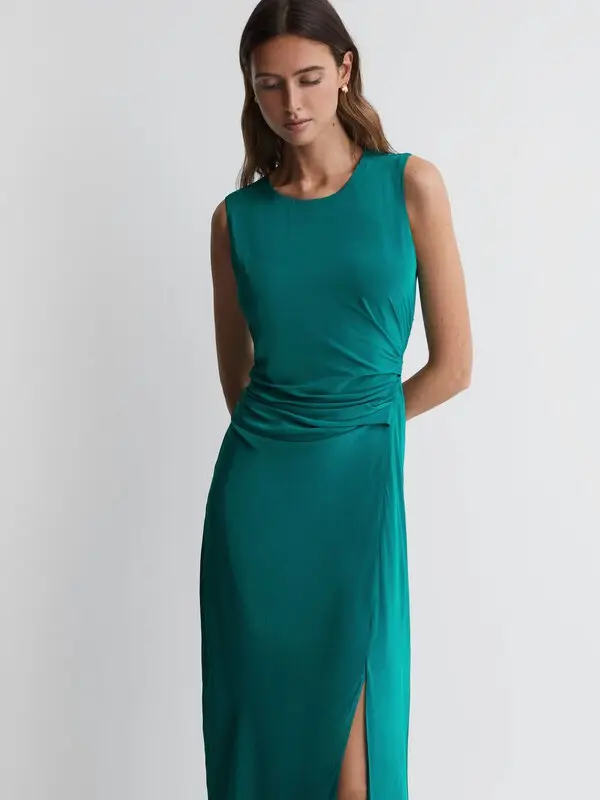 REISS Lexi Bodycon Ruched Midi Dress