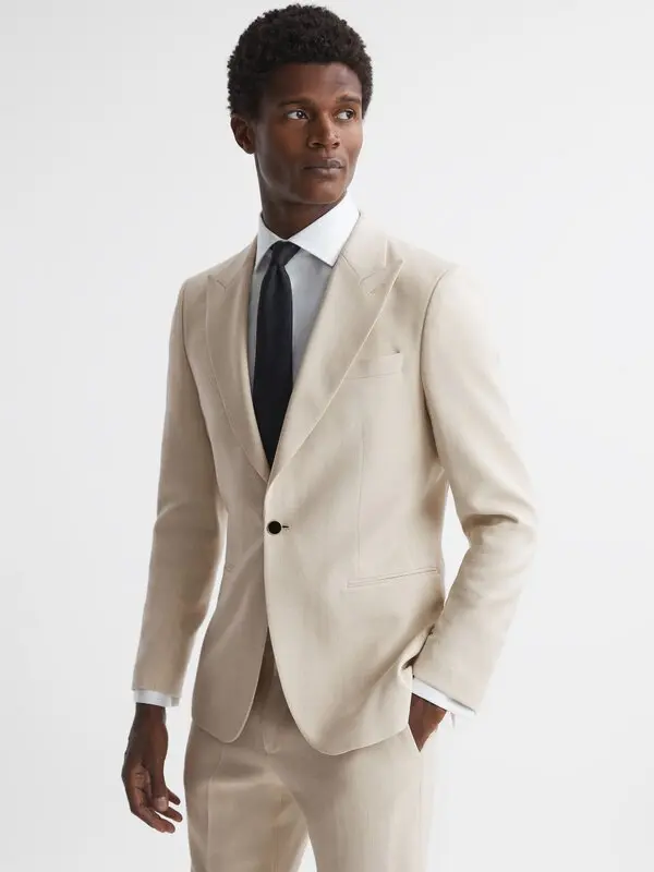 REISS Gatsbyivory Gatsby Textured Single-breasted Blazer Tailored-fit