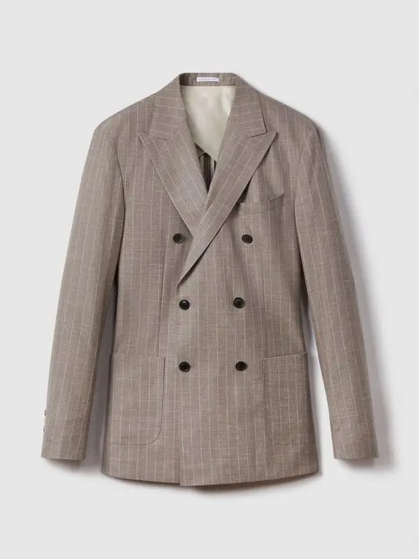 REISS Epsom Slim-fit Wool-silk-linen Double-breasted Blazer