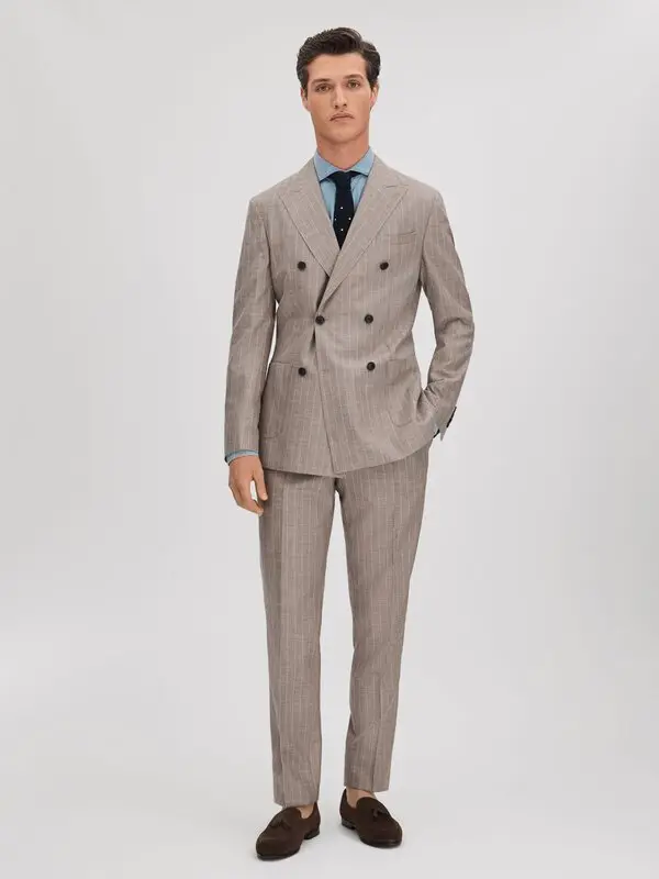 REISS Epsom Slim-fit Wool-silk-linen Double-breasted Blazer