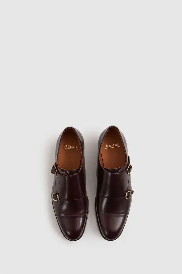 REISS Amalfi Leather Double Monk Strap Shoes