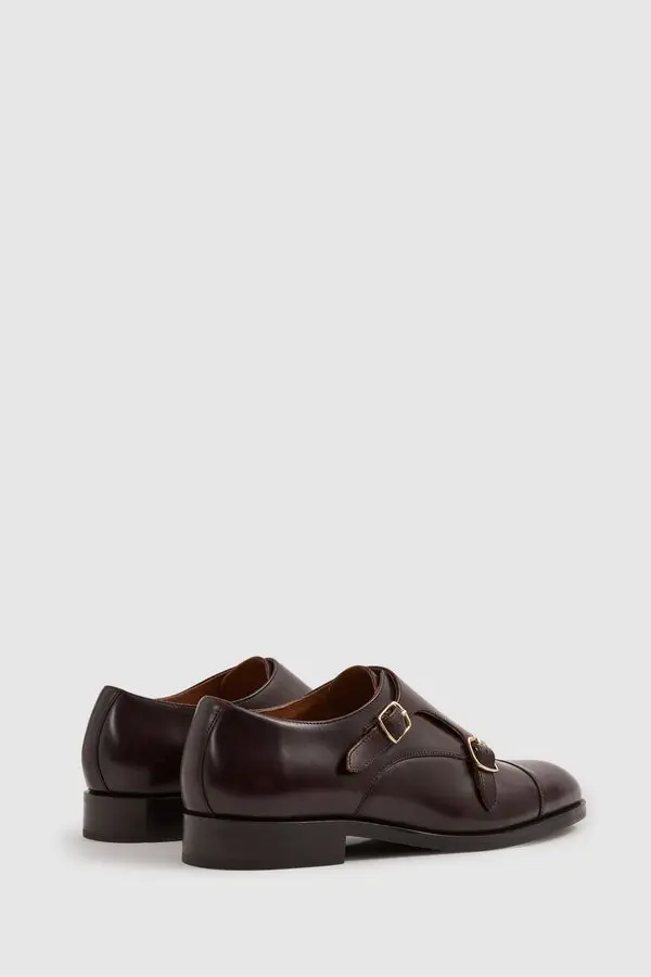 REISS Amalfi Leather Double Monk Strap Shoes