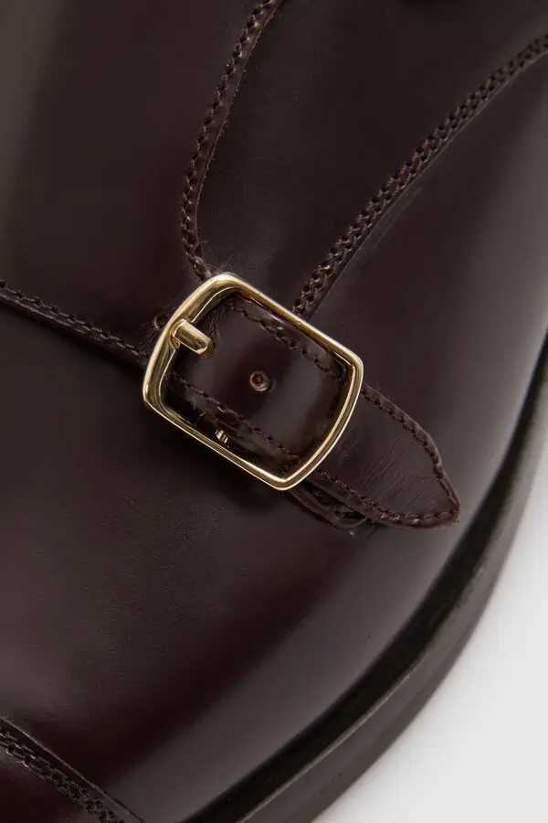 REISS Amalfi Leather Double Monk Strap Shoes