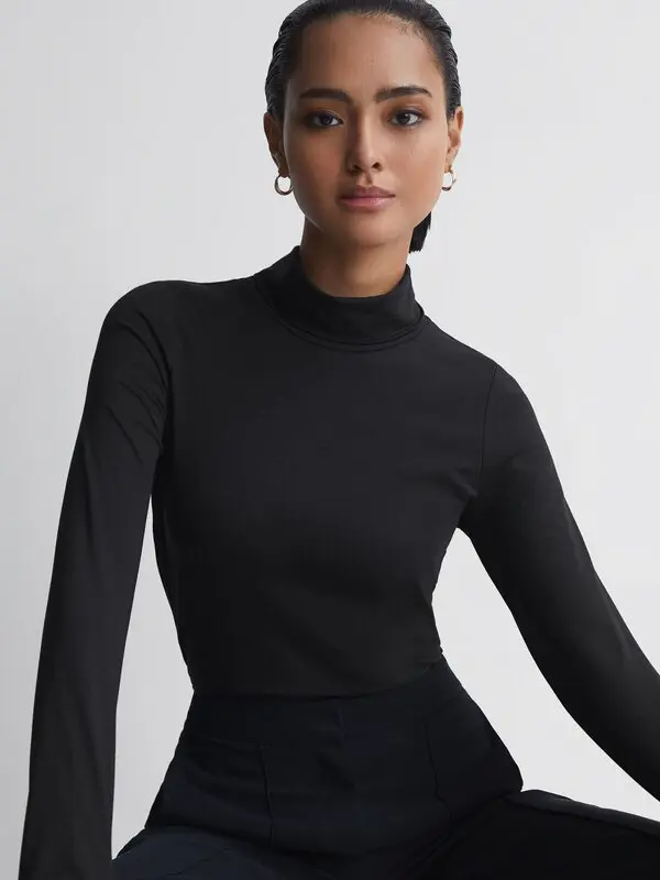 REISS Piper Fitted Roll Neck T-shirt