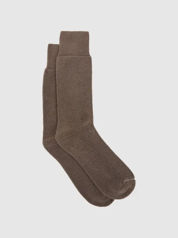REISS Alers Terry Towelling Socks - Taupe Melange