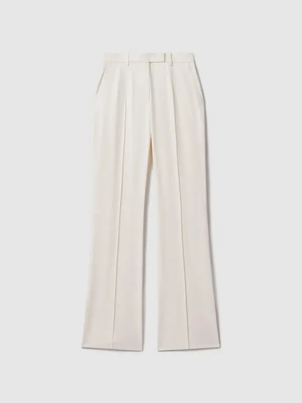 REISS Millie Petite Flared Suit Trousers - Cream