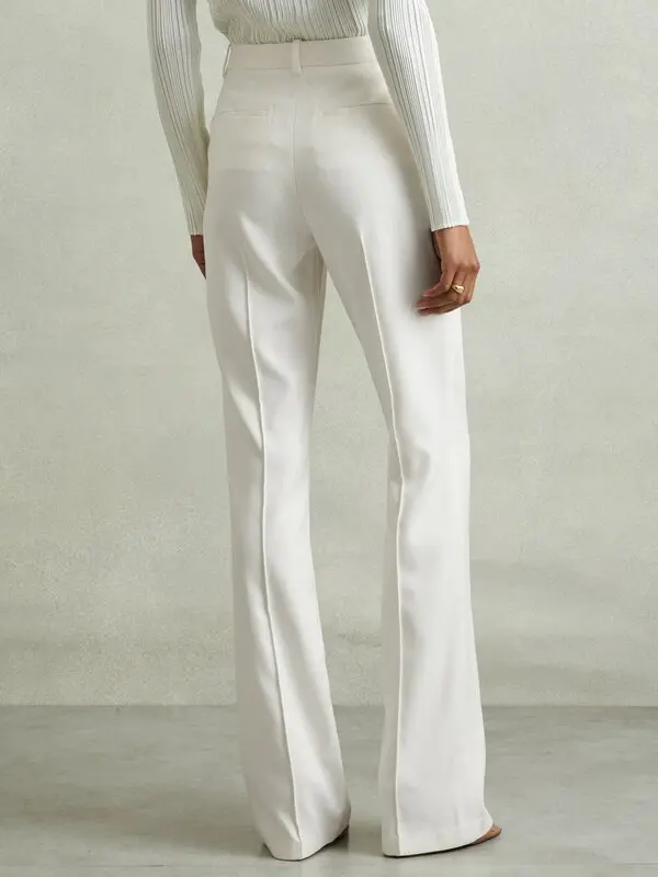 REISS Millie Petite Flared Suit Trousers - Cream