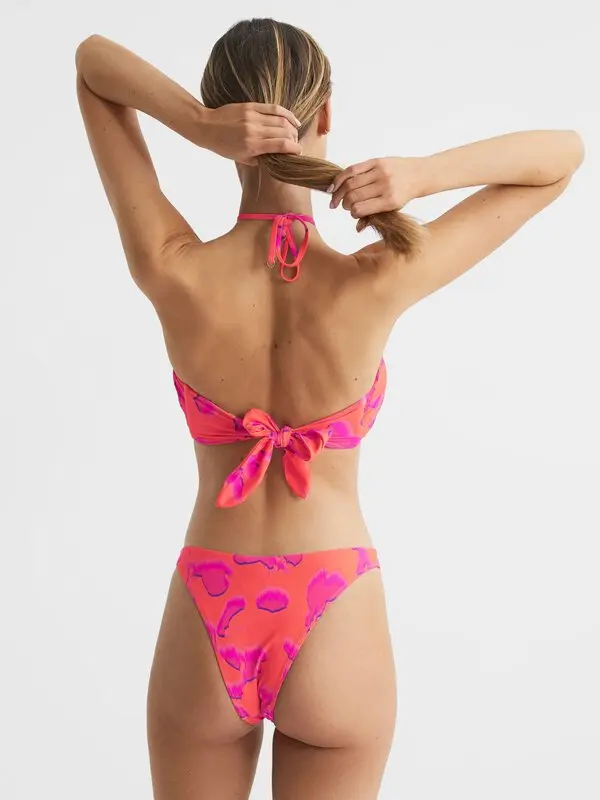 REISS Printed Bandeau Bikini Top