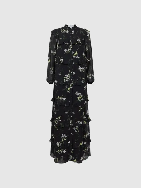 chinese dress ladies Laufry Yellow Floral Print Maxi Dress