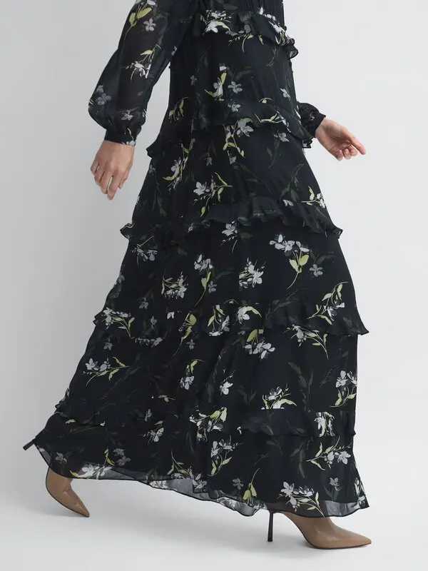 chinese dress ladies Christabel Tiered Maxi Dress - Blue Floral main image 1