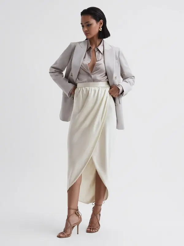 REISS Tyra Silk High-low Wrap Skirt
