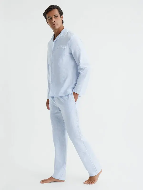 REISS Westley Striped Cotton Button-through Pyjama Shirt