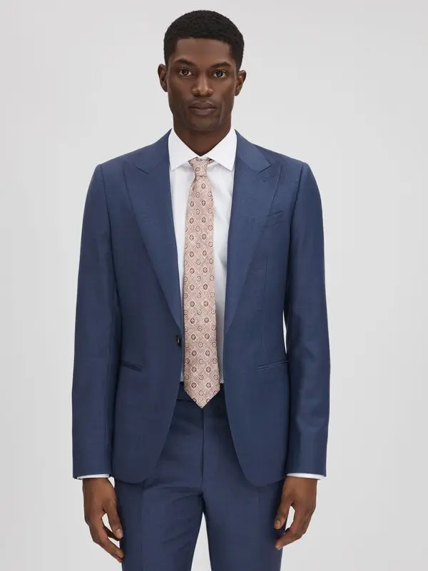 REISS Harrison Slim Fit Wool Single Breasted Blazer - Bright Blue