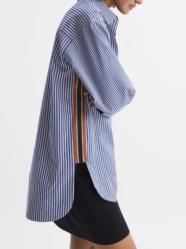 REISS Danica Oversized Striped Cotton Shirt
