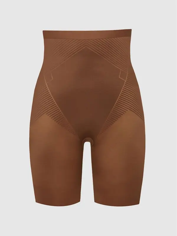Spanx Firming High-waisted Mid-thigh Shorts - Chestnut Brown