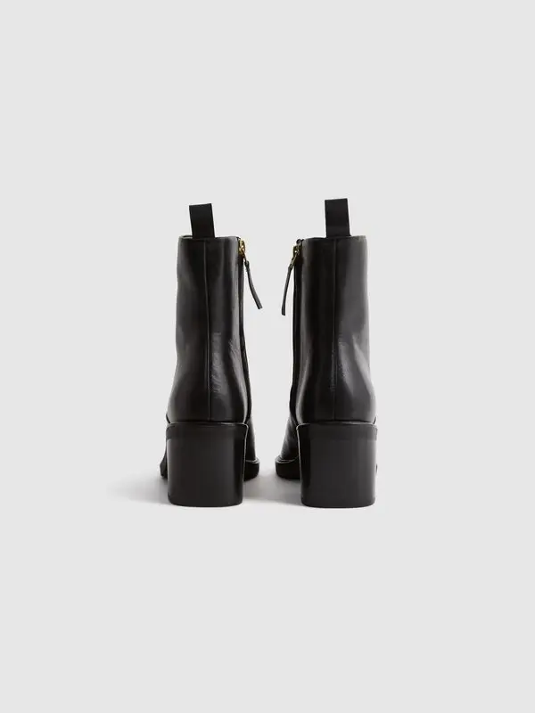REISS Sienna Leather Heeled Western Boots