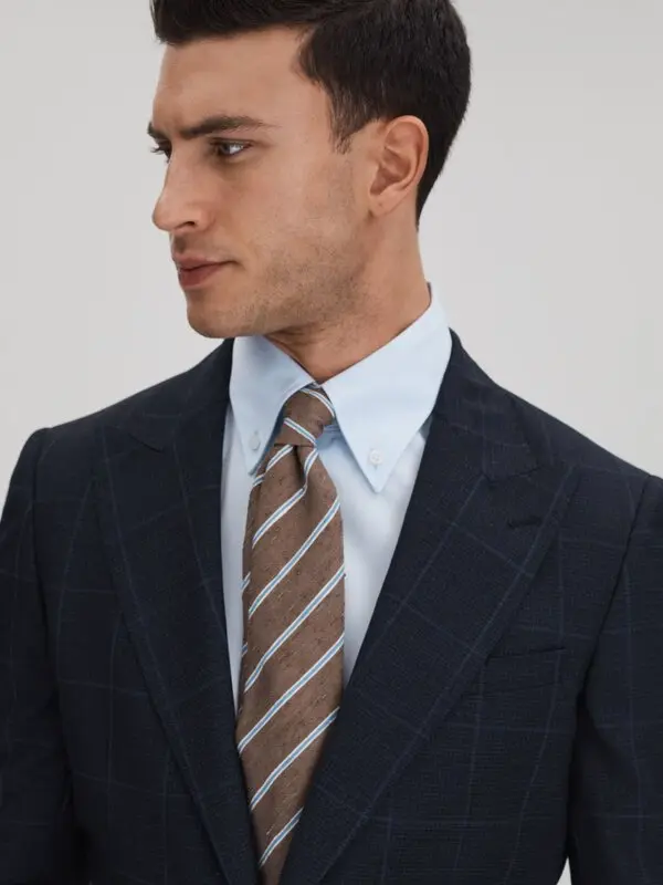 REISS Klink Wool Check Single Breasted Slim Fit Blazer