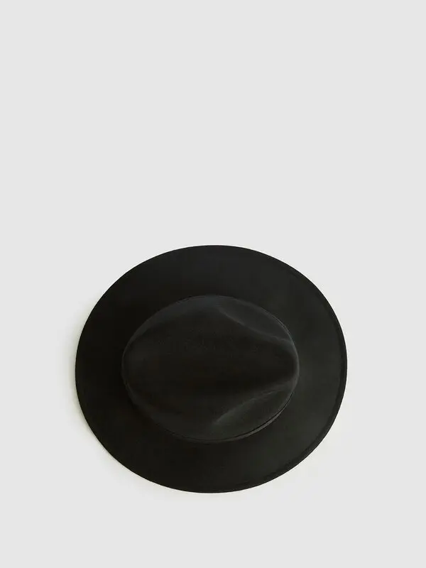 REISS Ally Wool Fedora Hat - Black