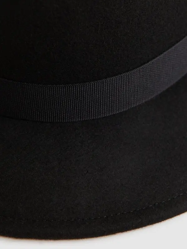 REISS Ally Wool Fedora Hat - Black