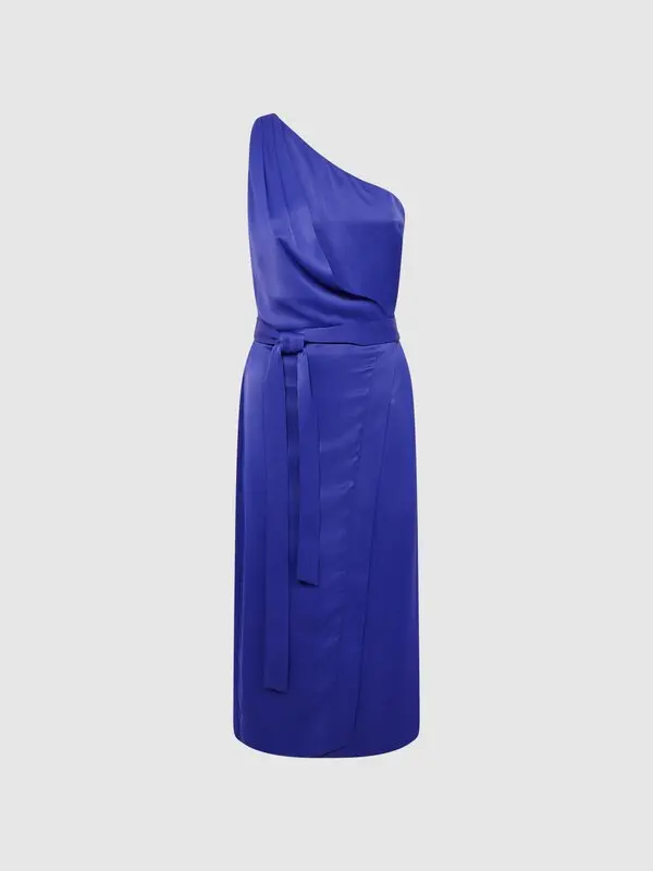 REISS Flora Off-the-shoulder Satin Midi Dress